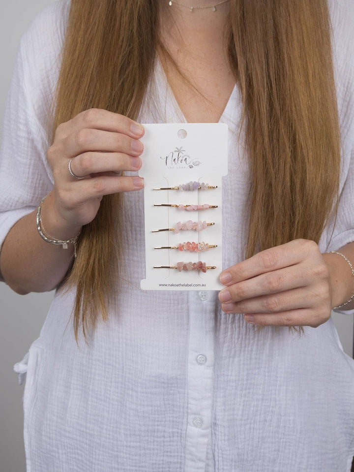 Crystal Beaded Hair Pins -- Fairy Floss – Rayanna Sunshine Coast